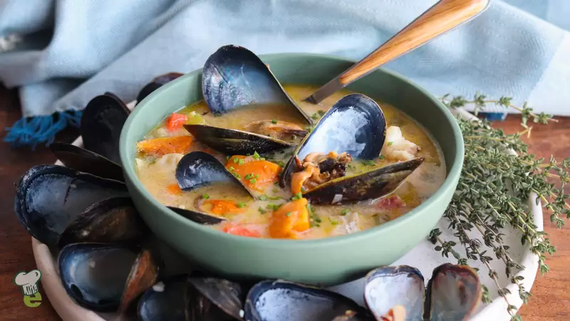 Heart Healthy Sweet Potato Mussel Chowder Recipe