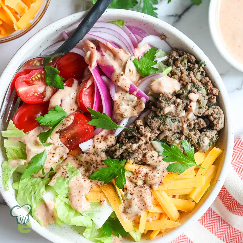 Healthy Burger Bowls | Low Carb & High Protein Salad Recipe