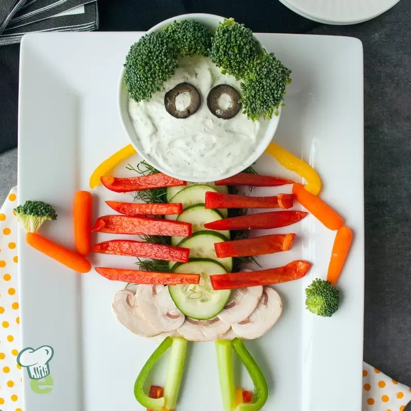 Heart Healthy Veggie Skeleton Dip
